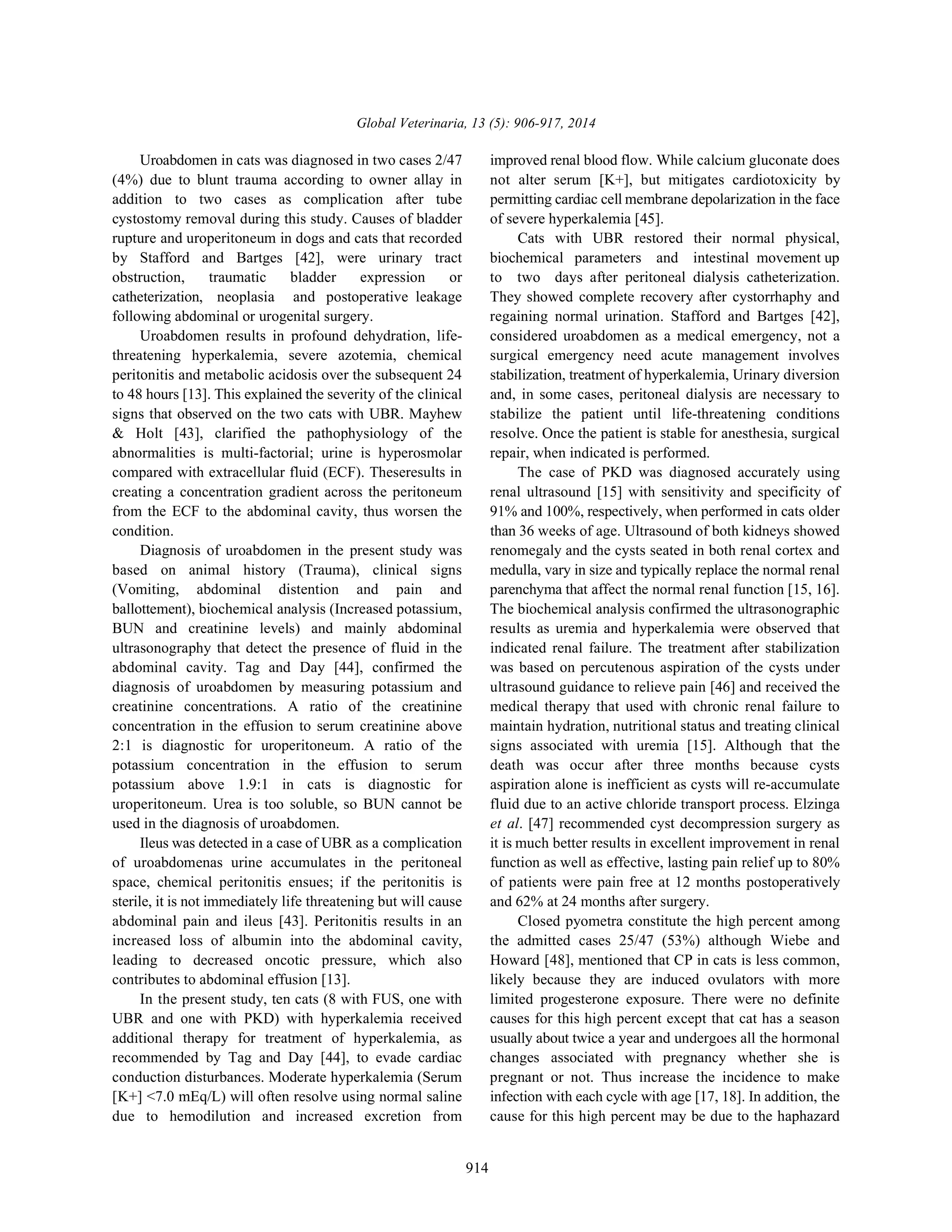 Critical urogenital disorders causing abdominal pain in intact cats | PDF