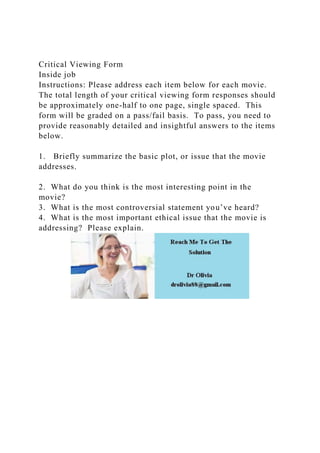 Critical Viewing FormInside jobInstructions Please address ea.docx