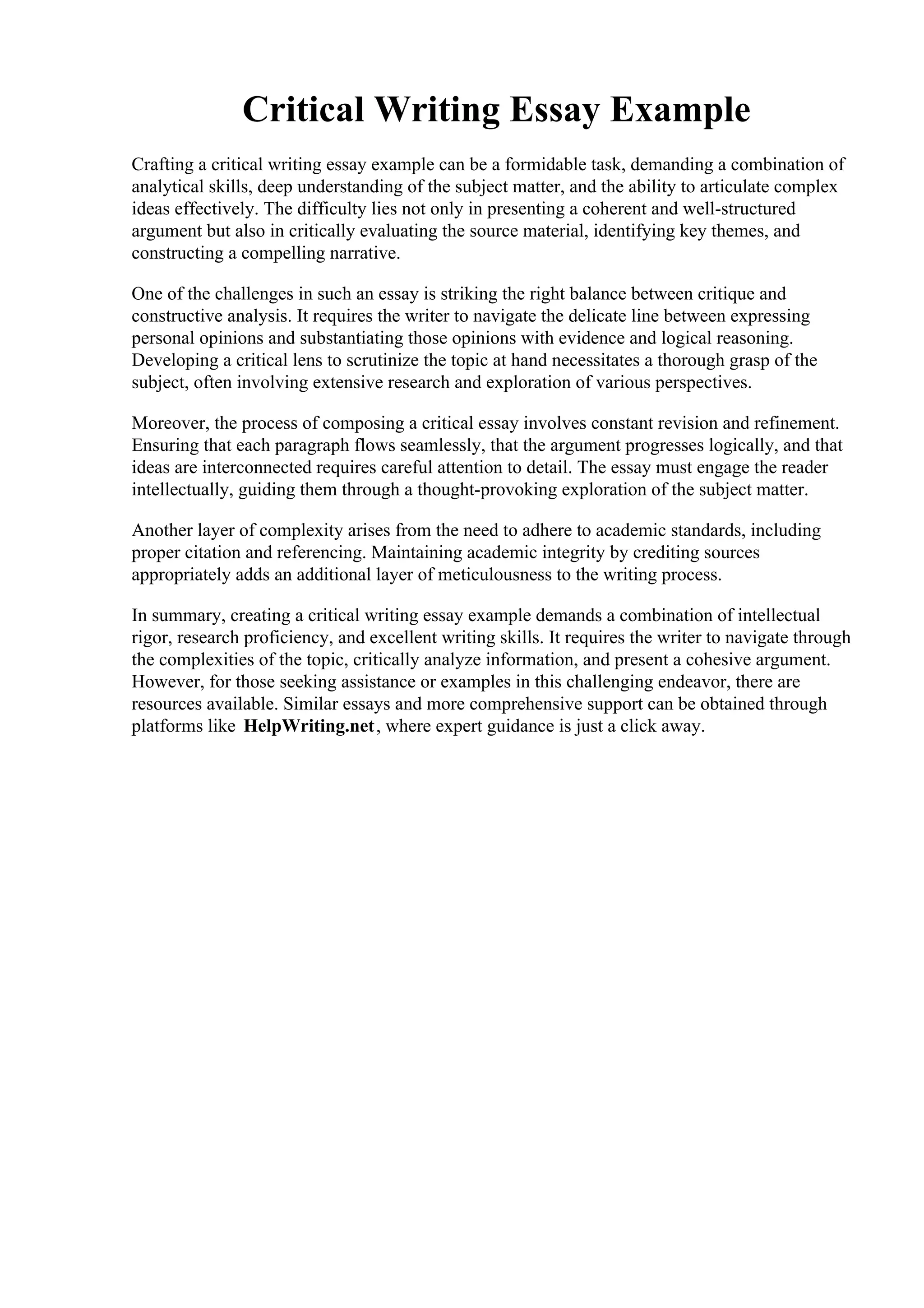 Critical Writing Essay Example.pdf | Homework and Study | Education