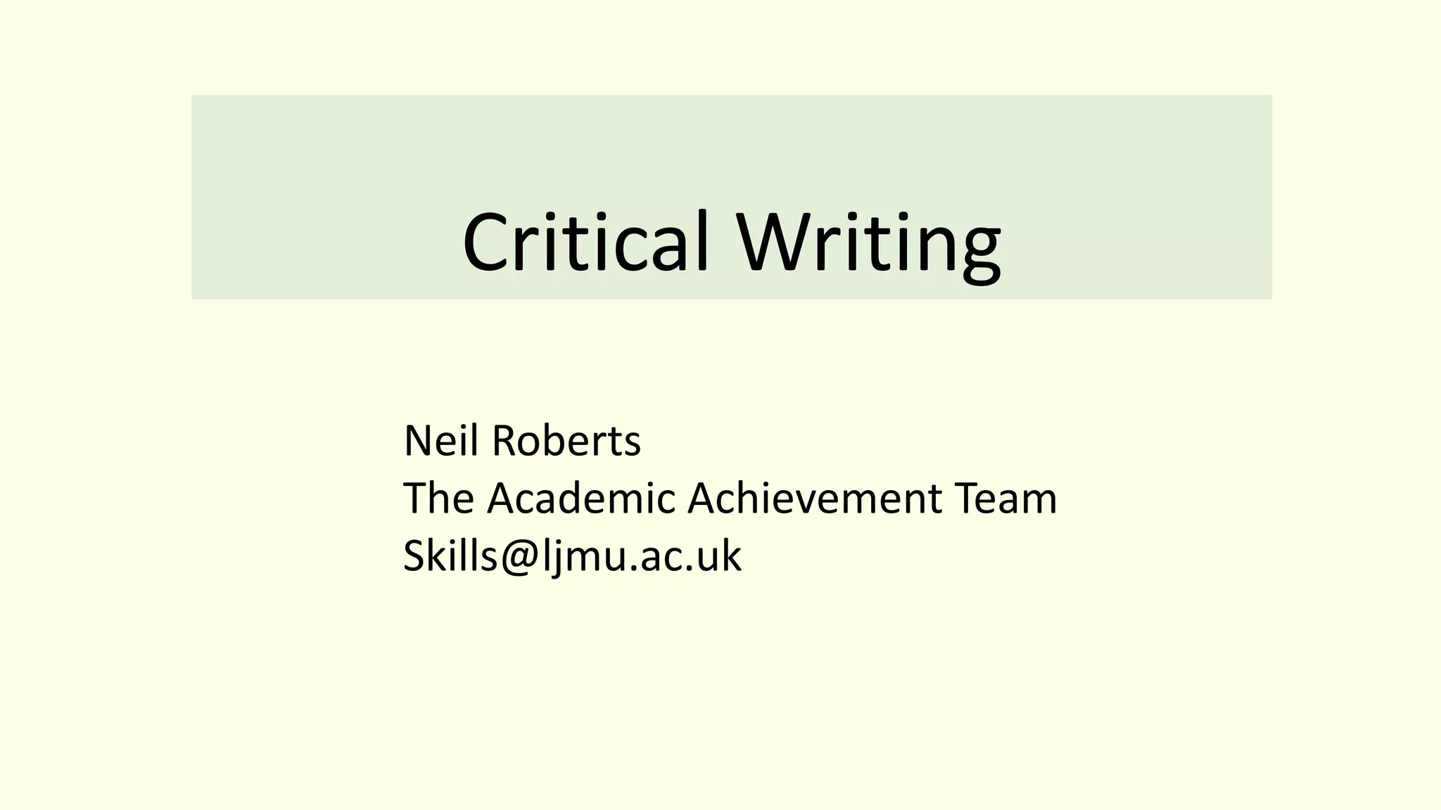 Critical writing lesson | PPTX