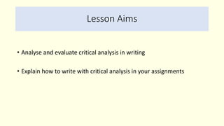 Critical writing lesson | PPTX