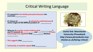 Critical writing lesson | PPTX