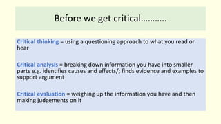 Critical writing lesson | PPTX