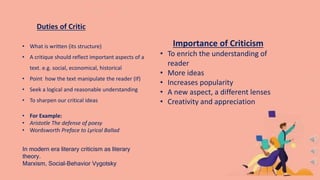 Criticism | PPTX | Poetry | Books and Literature