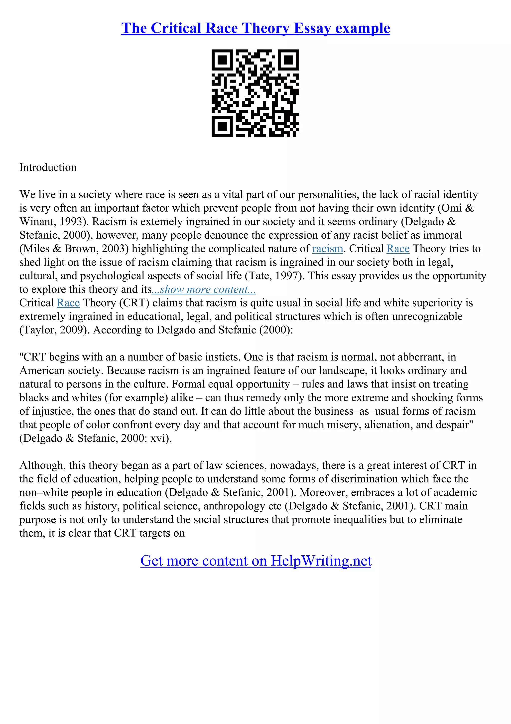 Criticism Essay Example | PDF