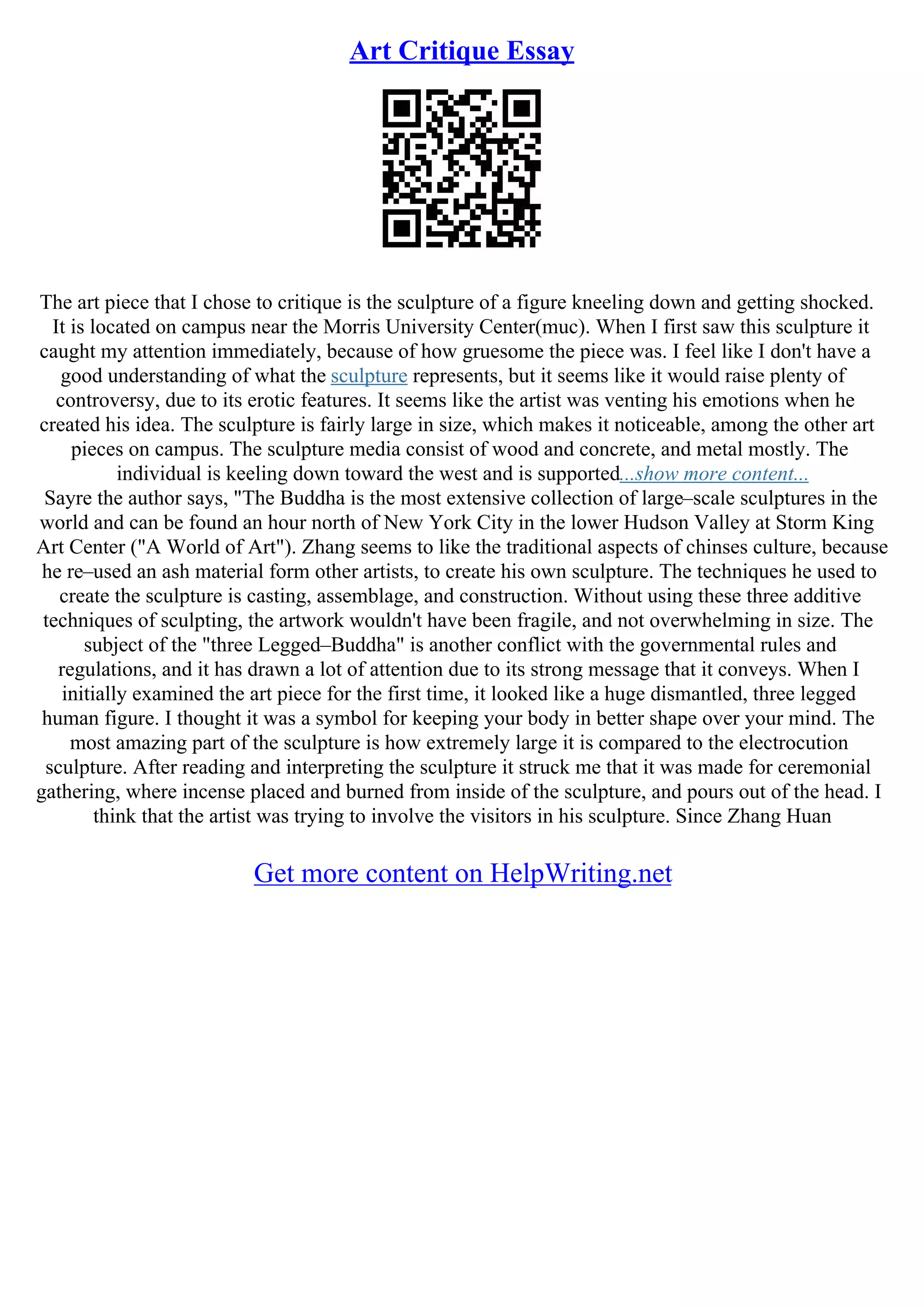 Criticism Essay Example | PDF | Design | Fine Art