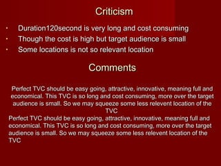 Criticism of tvc | PPT