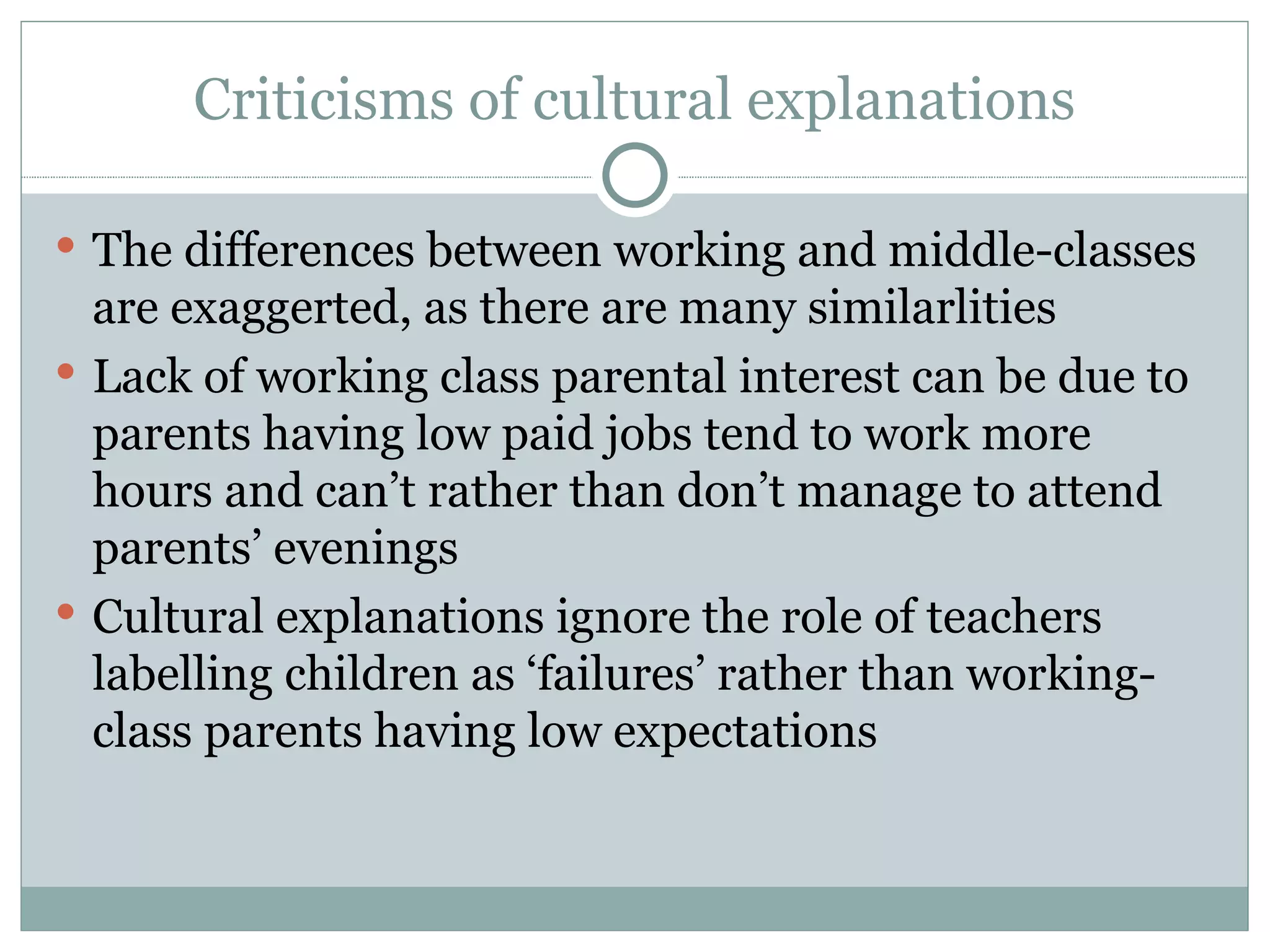 Criticisms Of Cultural Explanations | PPT