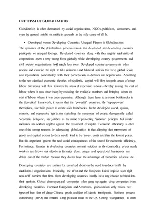 Criticisms of globalization | DOCX