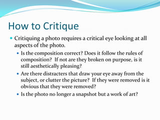 Critique Presentation | PDF | Photo Editing Software | Computer ...