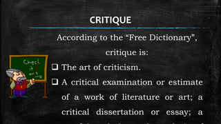 Critique | PPT