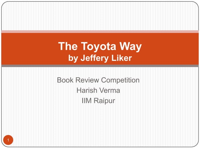 Book Review: The Toyota Way by Harish Verma | PPTX