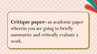 critiques paper ppt and the meaning of things | PPTX