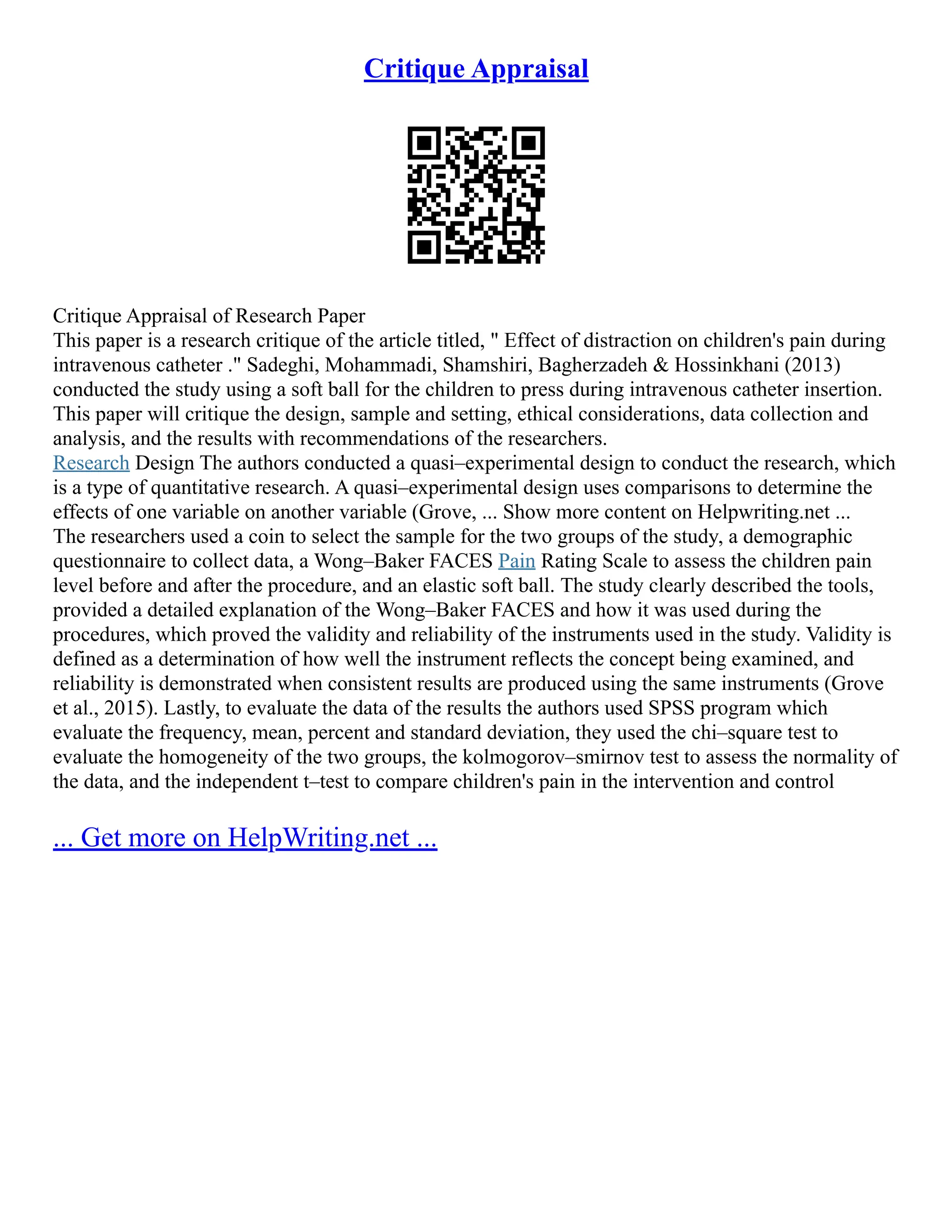 Critique Appraisal | PDF