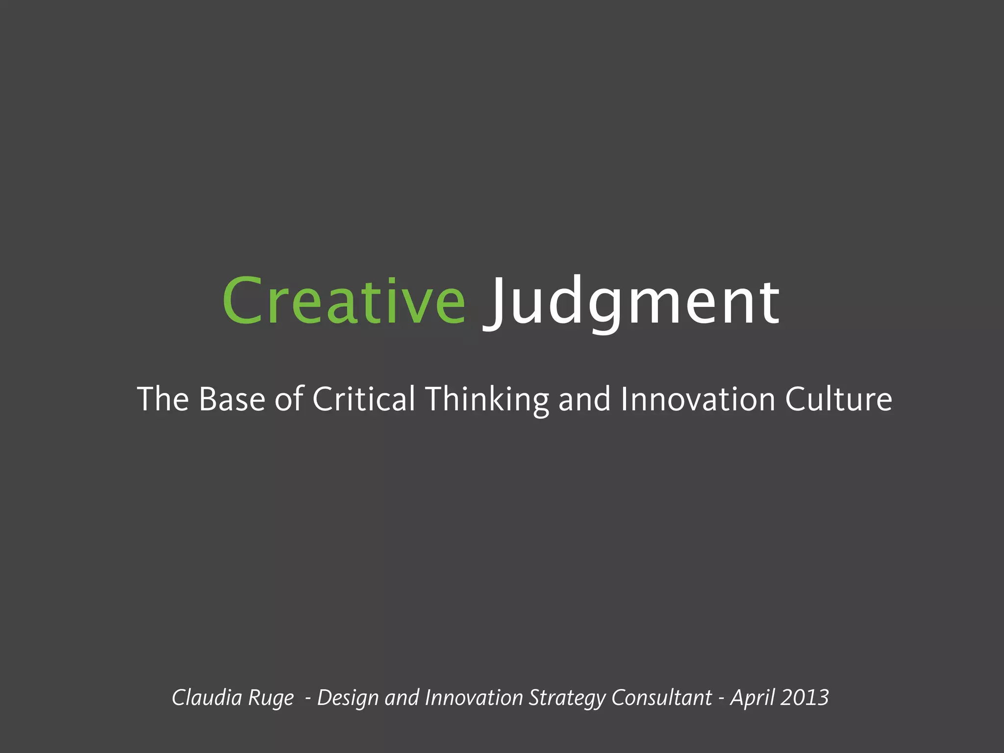 Creative Judgement | PPT