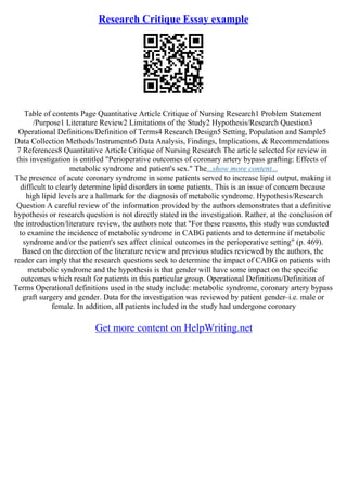 Critique Essay | PDF