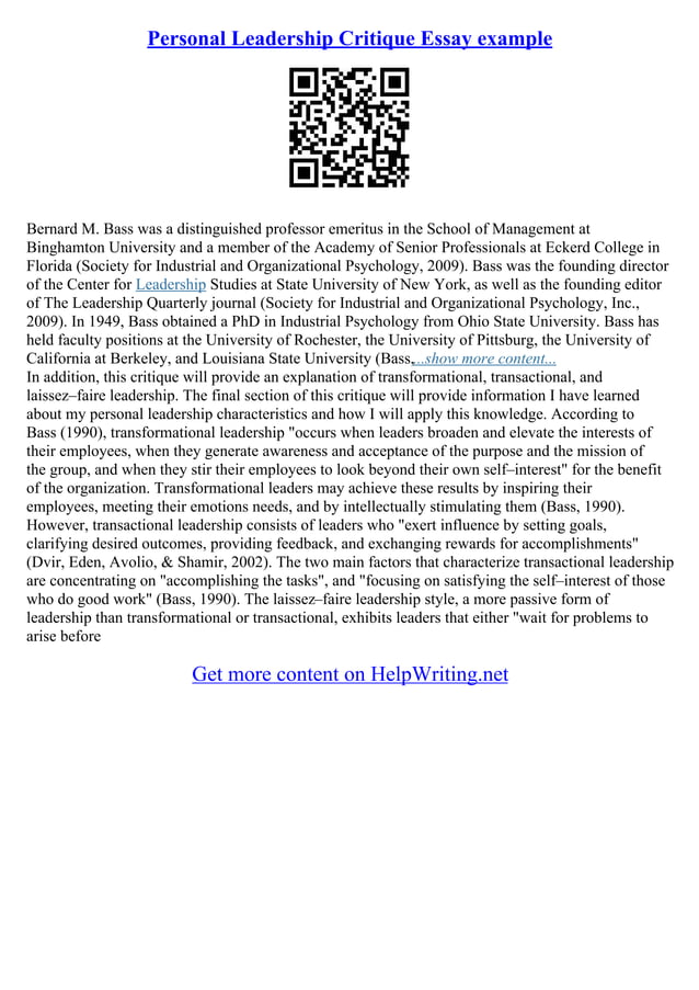 Critique Example Essay | PDF