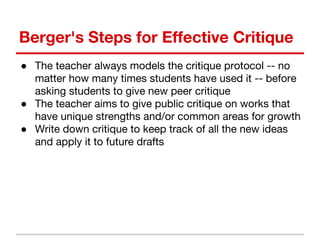 Critique for Elementary Classrooms | PDF