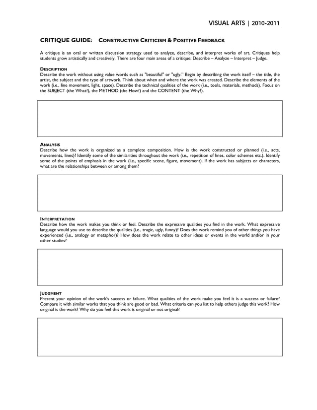 Visual Arts Critique Guide | PDF