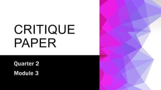 Critique Paper Example Power Point by GD | PPTX
