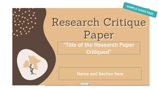Critique Paper Example Power Point by GD | PPTX