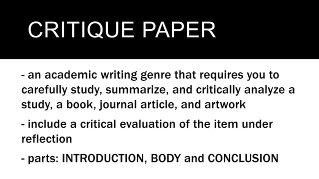 Critique Paper Example Power Point by GD | PPTX