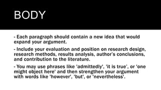 Critique Paper Example Power Point by GD | PPTX