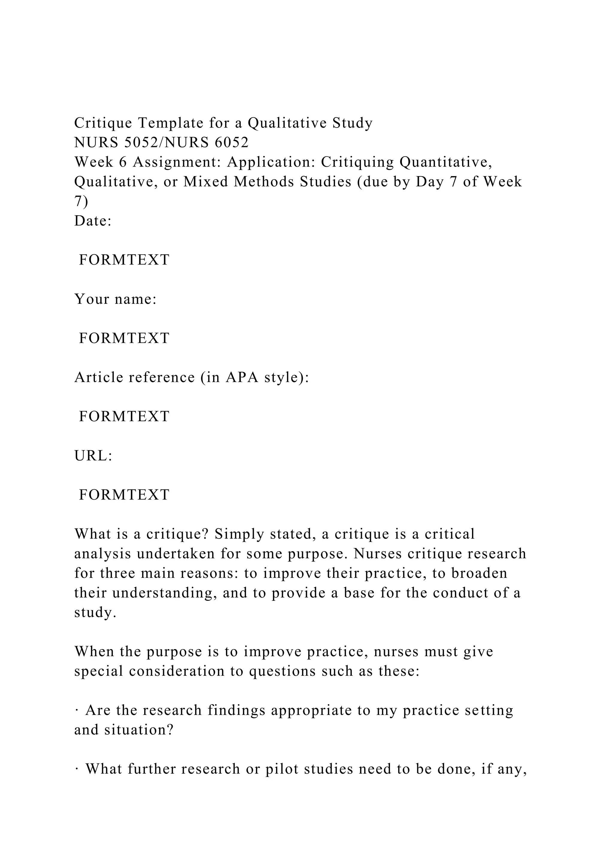 Critique Template for a Qualitative StudyNURS 5052NURS 6052We.docx