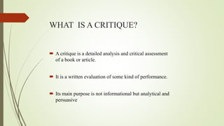 Critique writing | PPTX