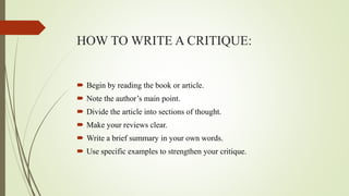Critique writing | PPTX