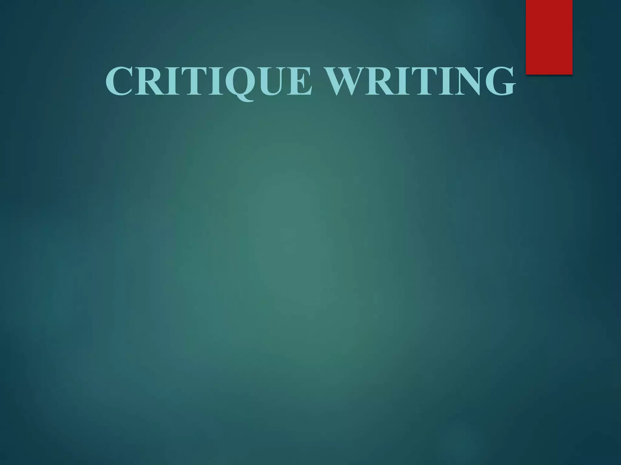 Critique writing article | PPTX
