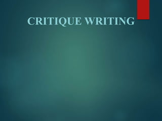 Critique writing article | PPTX