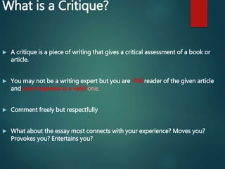 Critique writing article | PPTX