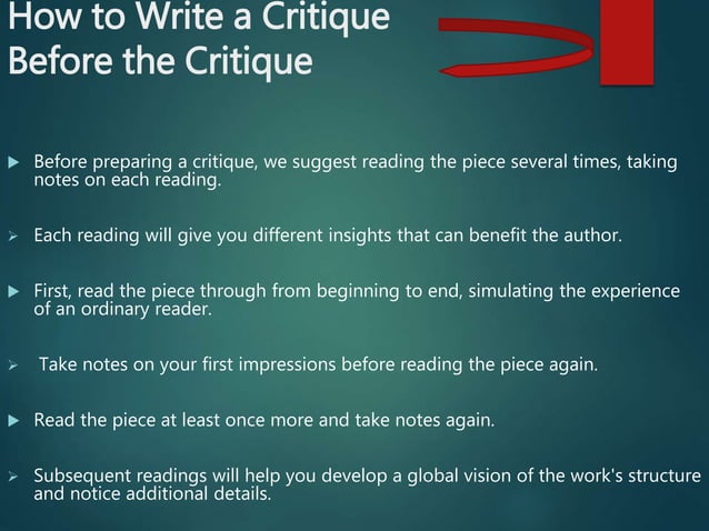 Critique writing article | PPTX | Books and Literature