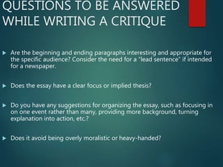 Critique writing article | PPTX