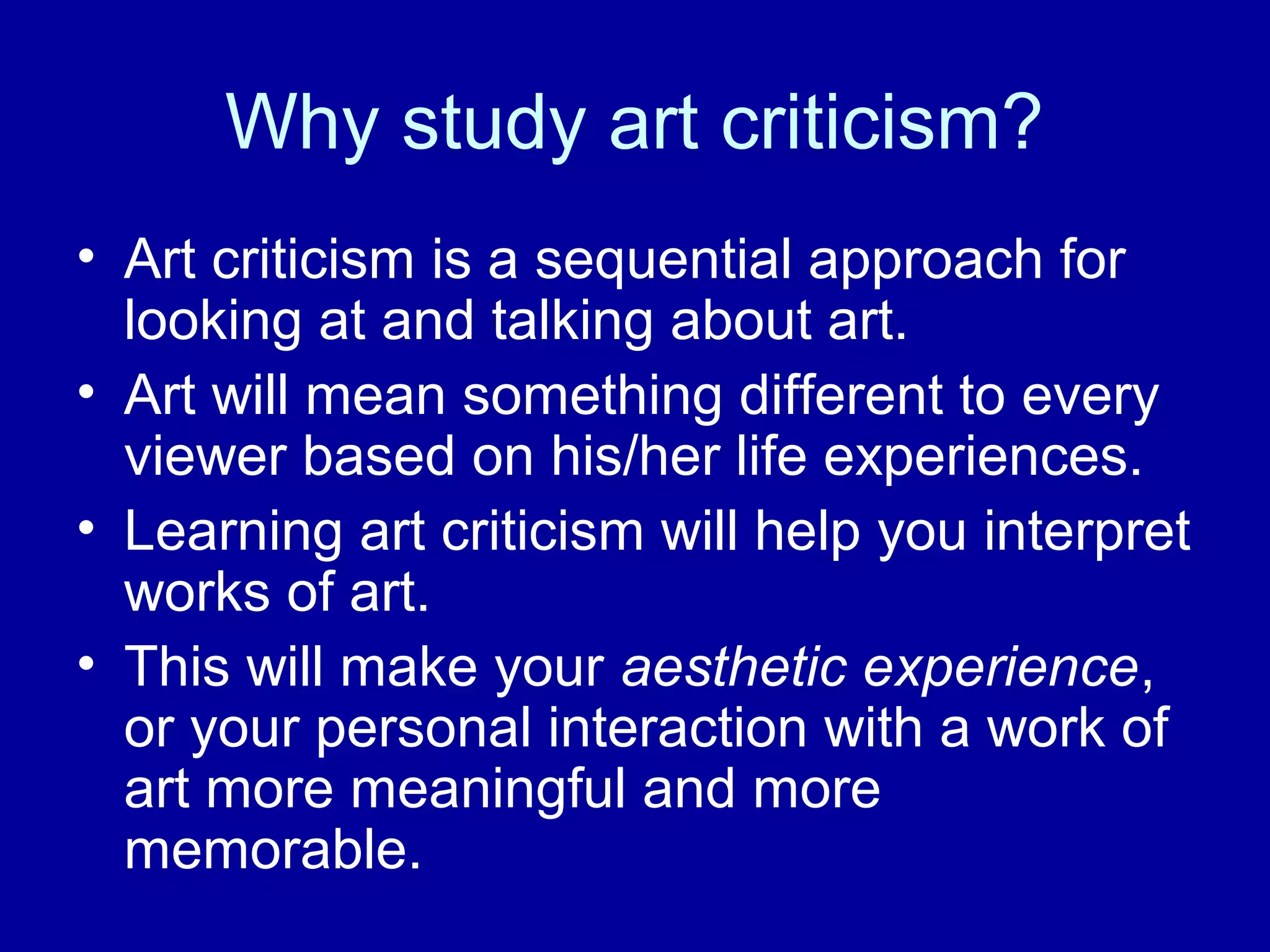 Critiquing art. 1997 2003 | PPT