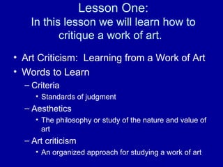 Critiquing art. 1997 2003 | PPT