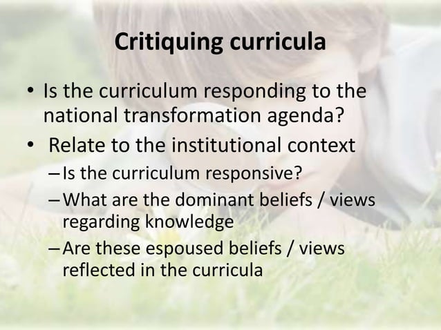 An approach to critiquing curriculum documentation | PPTX ...