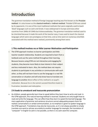 Critisms of GTM | DOCX | Education