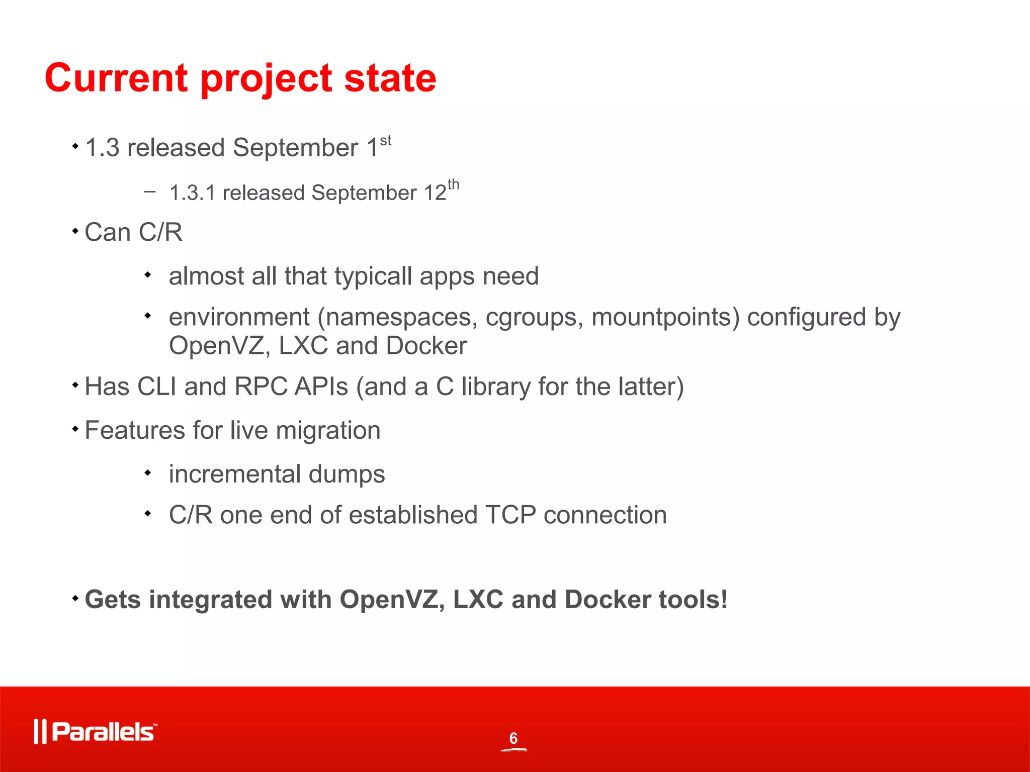 Checkpoint/restore of containers with CRIU | ODP