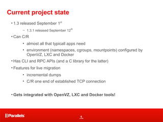 Checkpoint/restore of containers with CRIU | ODP