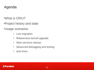 CRIU: Time and Space Travel Service for Linux Applications | PDF