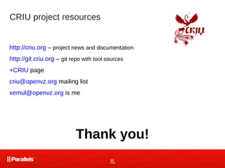 CRIU: Time and Space Travel Service for Linux Applications | PDF