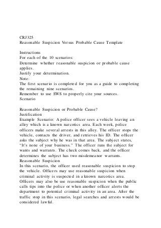 CRJ325Reasonable Suspicion Versus Probable Cause Template | DOCX