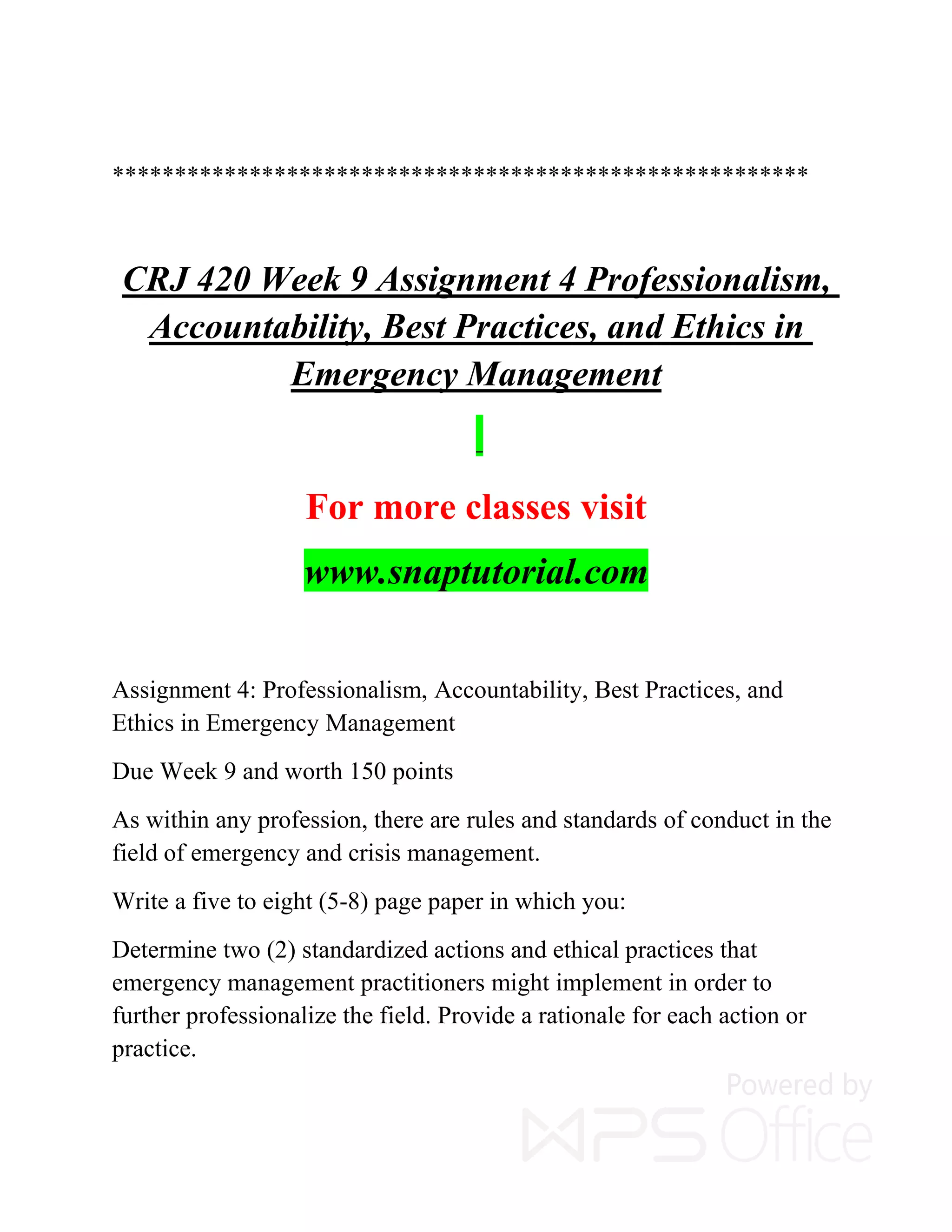 Crj 420 Success Begins / snaptutorial.com