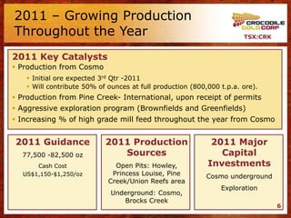 Crocodile Gold Investor Presentation | PDF | Commodities | Economy