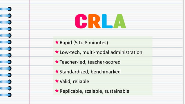 CRLA (Comprehensive Rapid Literacy Assessment) and Rapid Mathematics ...