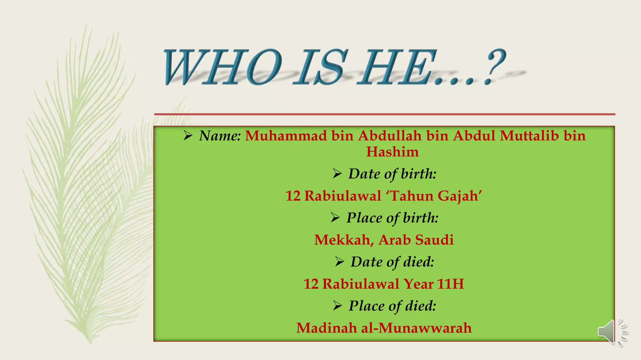 Famous Personality - Prophet Muhammad (PBUH) | PPTX