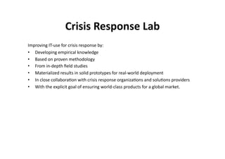 Crisis Response Lab | PDF | Healthcare Industry | Industries