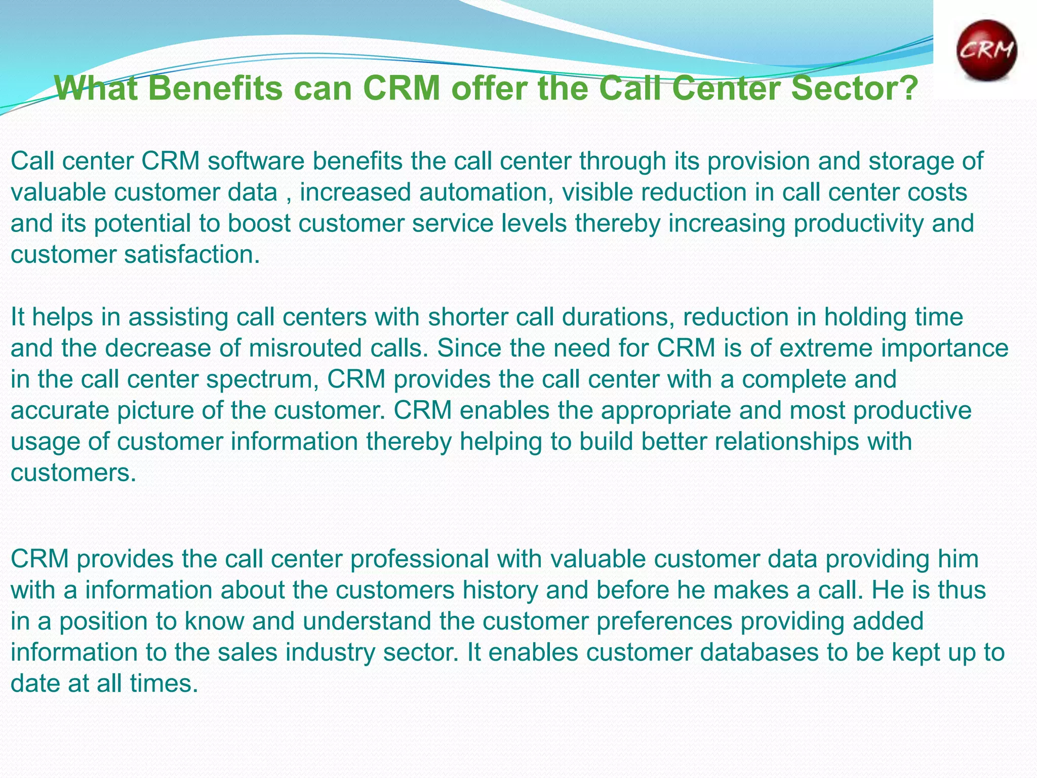 Crm strategy of call centre | PPTX